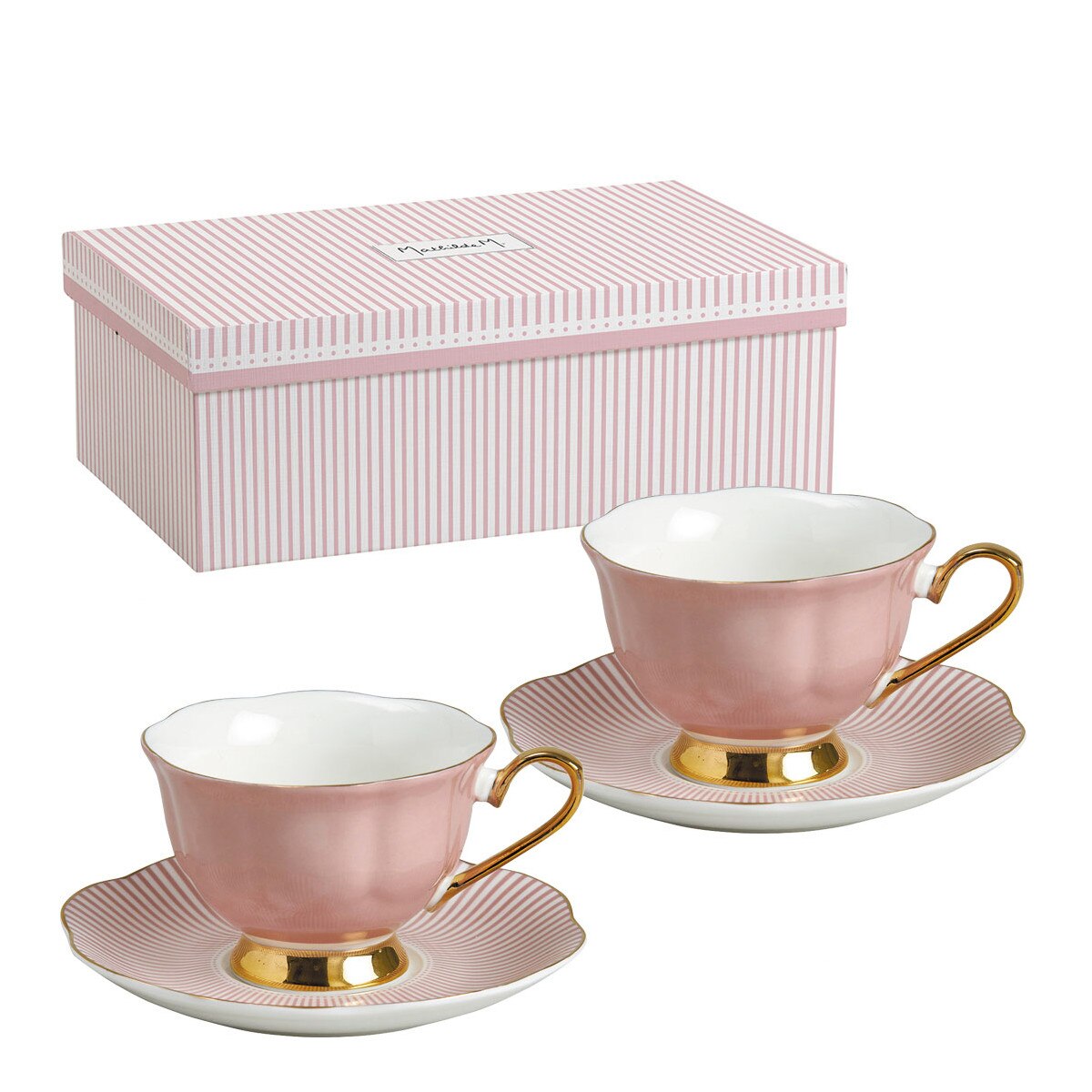 Set 2 cesti ceai portelan roz, Madame Recamier, 190ml - eMAG.ro