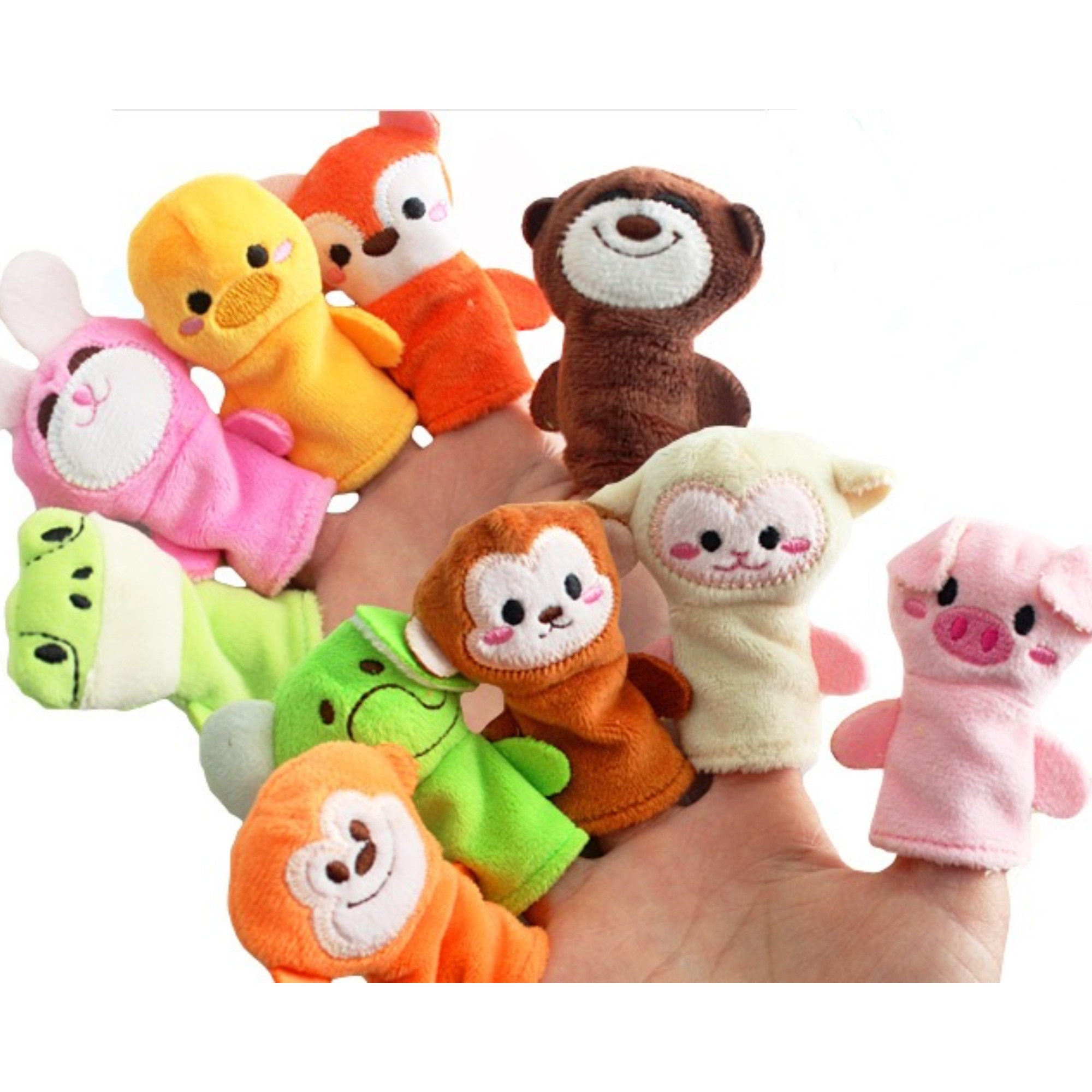 Set 10 mini papusi pentru degete, Model animale, Plus, Multicolor - eMAG.ro