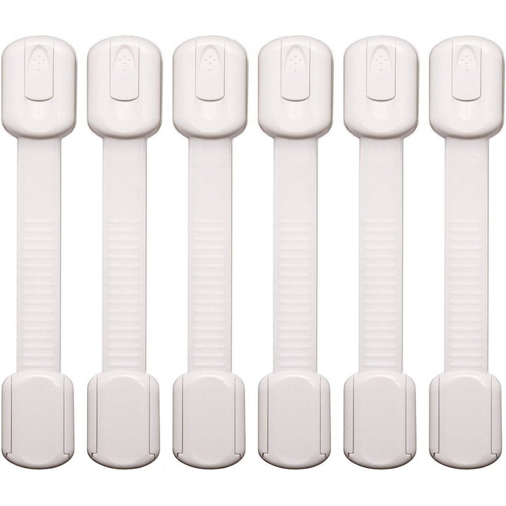 Set 6 sigurante universale usi pentru copii, blocator sertare, usa cuptor, frigider, cu adeziv ...