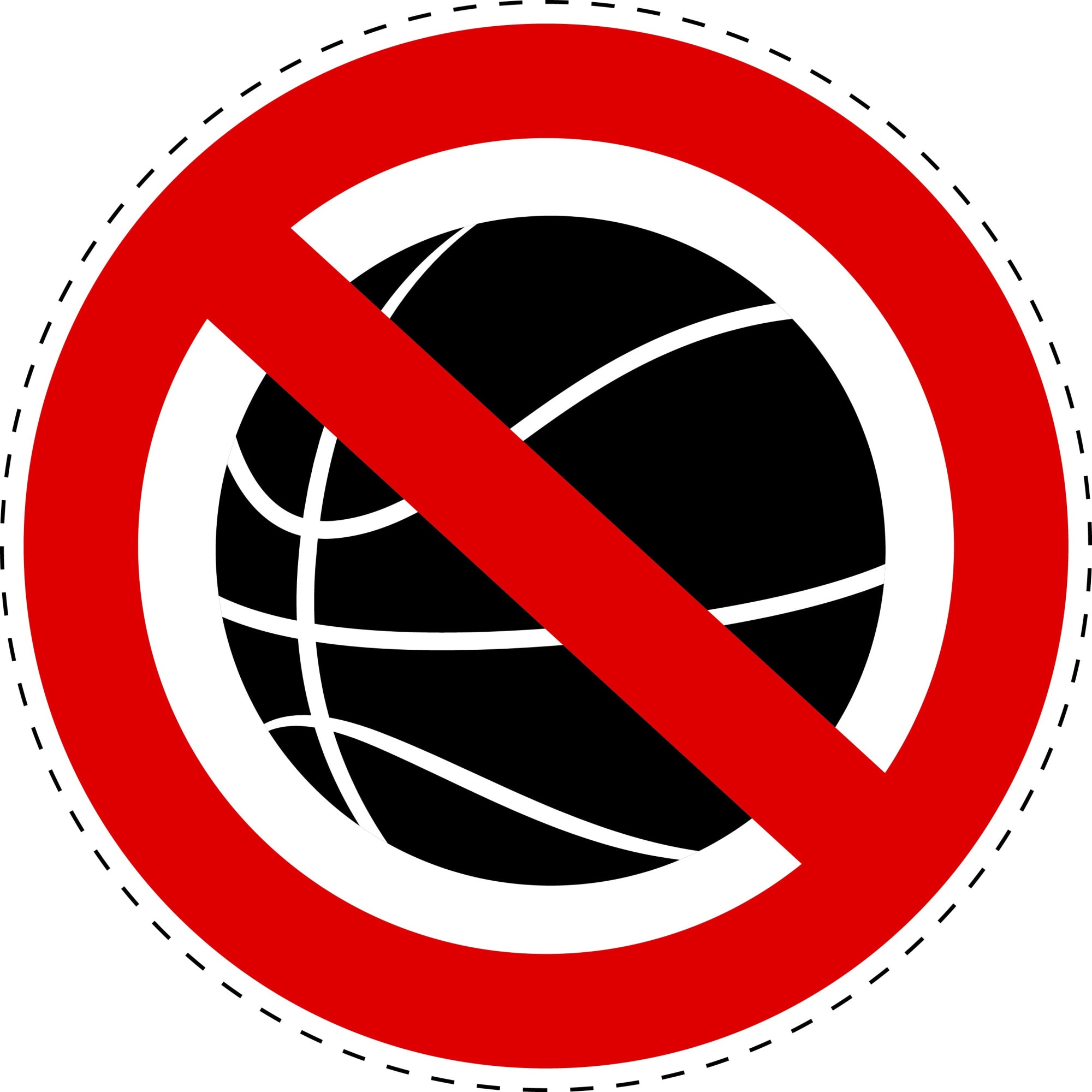 Sticker Indicator Autoadeziv de Restrictie - Interzis Accesul cu Mingea ...