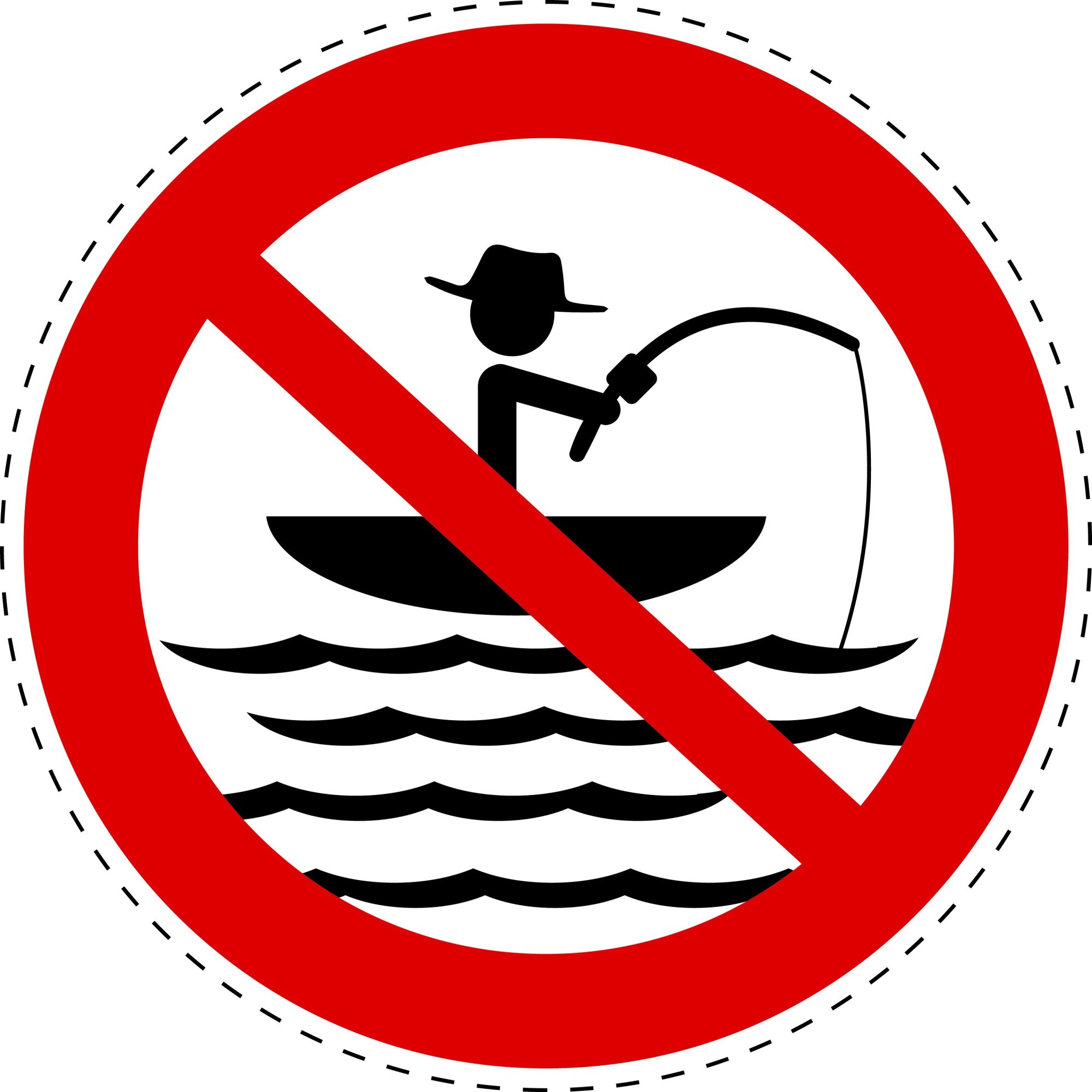 Sticker Indicator Autoadeziv de Restrictie - Pescuitul Interzis 5 cm ...