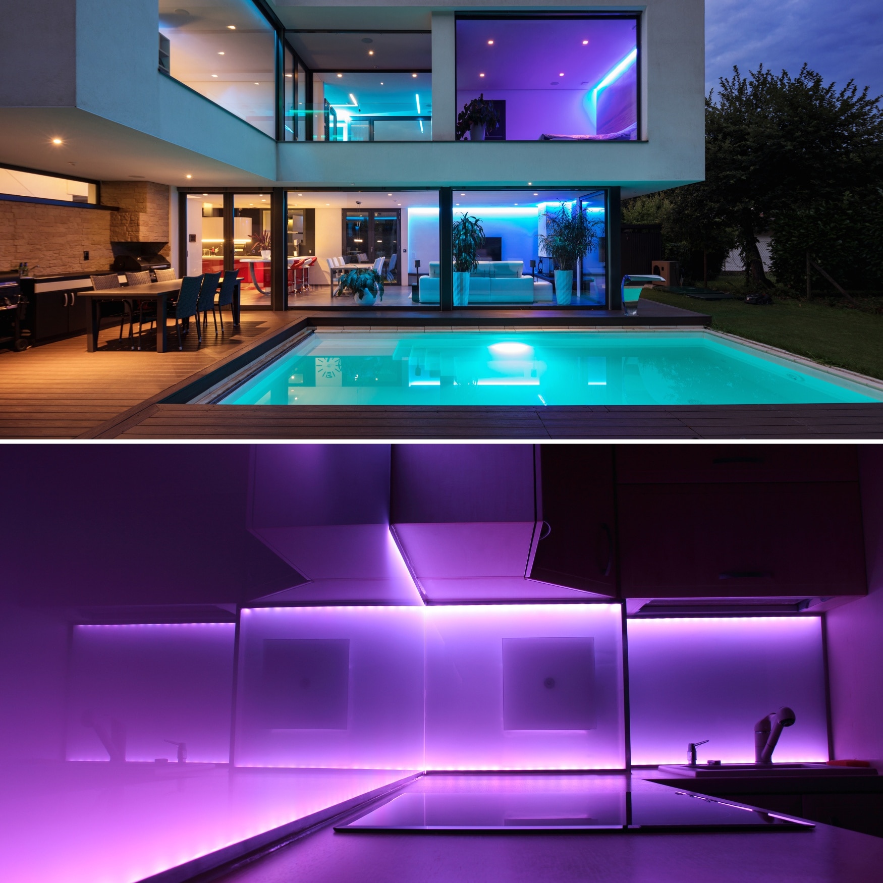 Banda LED exterior 10 metri, rezistenta la apa IP65, RGB GALAXIA ...