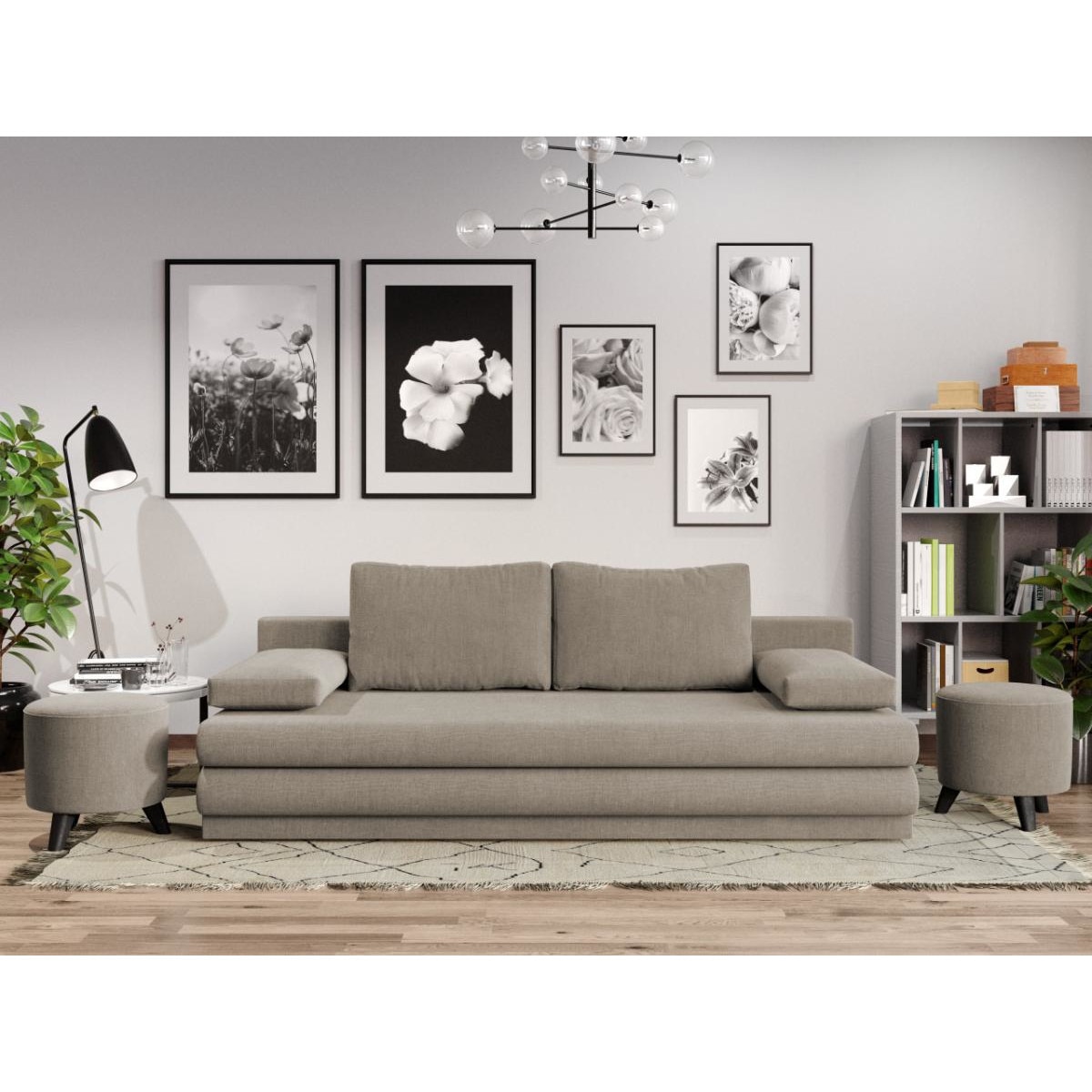 Canapea Sensi, extensibila, cu lada depozitare, stofa, 190 x 102 x 85 ...