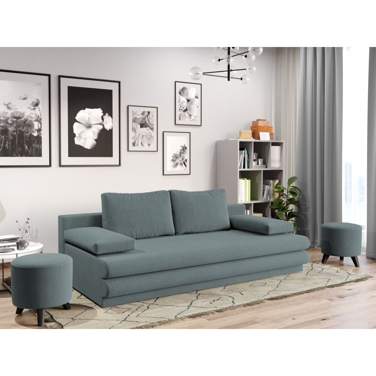 Canapea Sensi, extensibila, cu lada depozitare, stofa, 190 x 102 x 85 ...