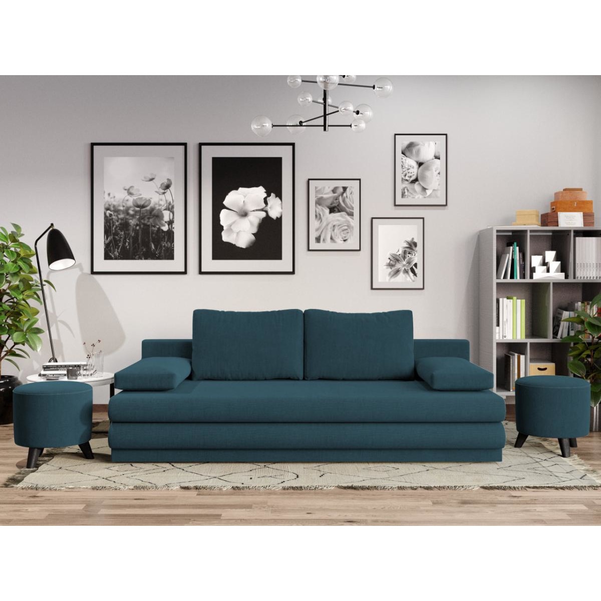 Canapea Sensi, extensibila, cu lada depozitare, stofa, 190 x 102 x 85 ...