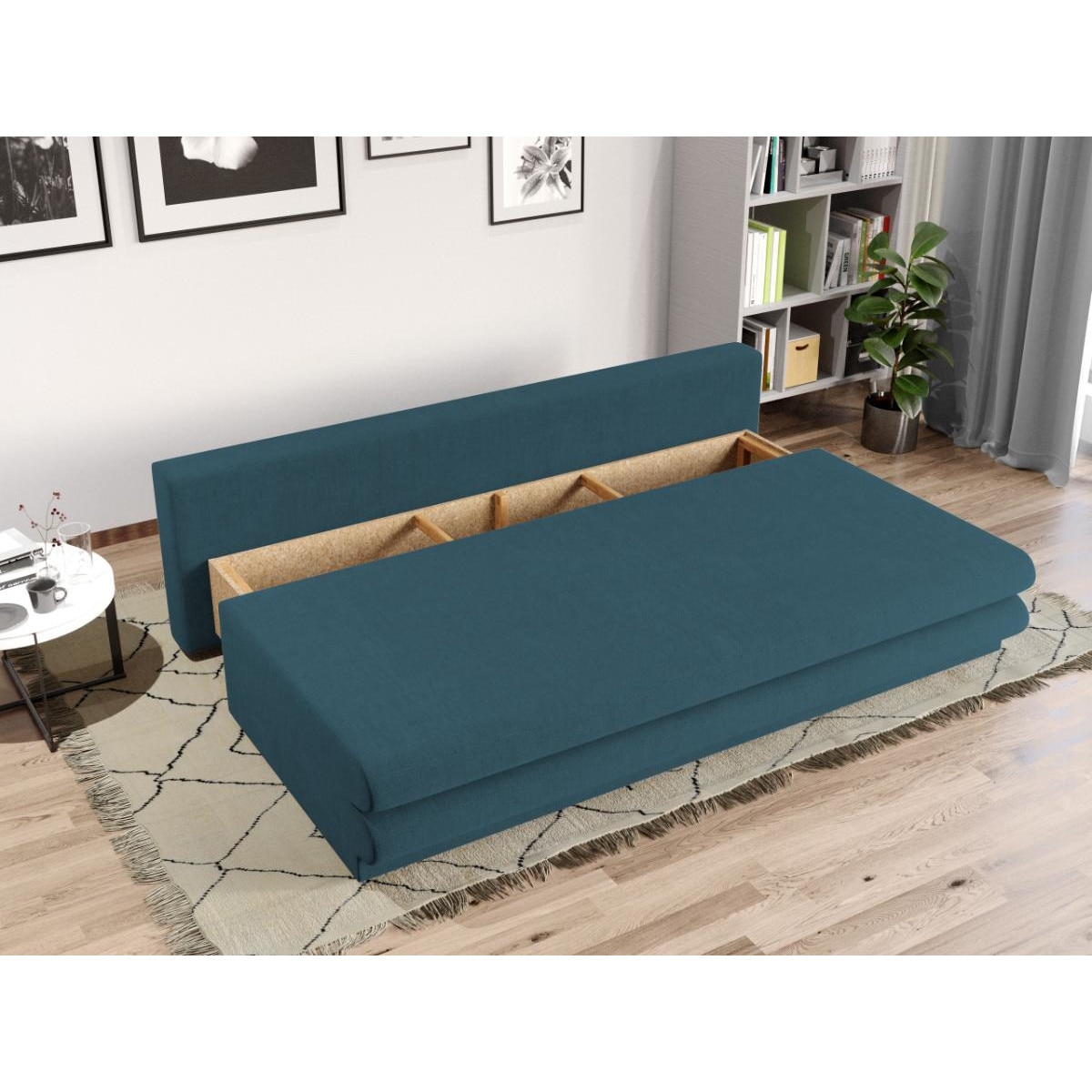 Canapea Sensi, extensibila, cu lada depozitare, stofa, 190 x 102 x 85 ...