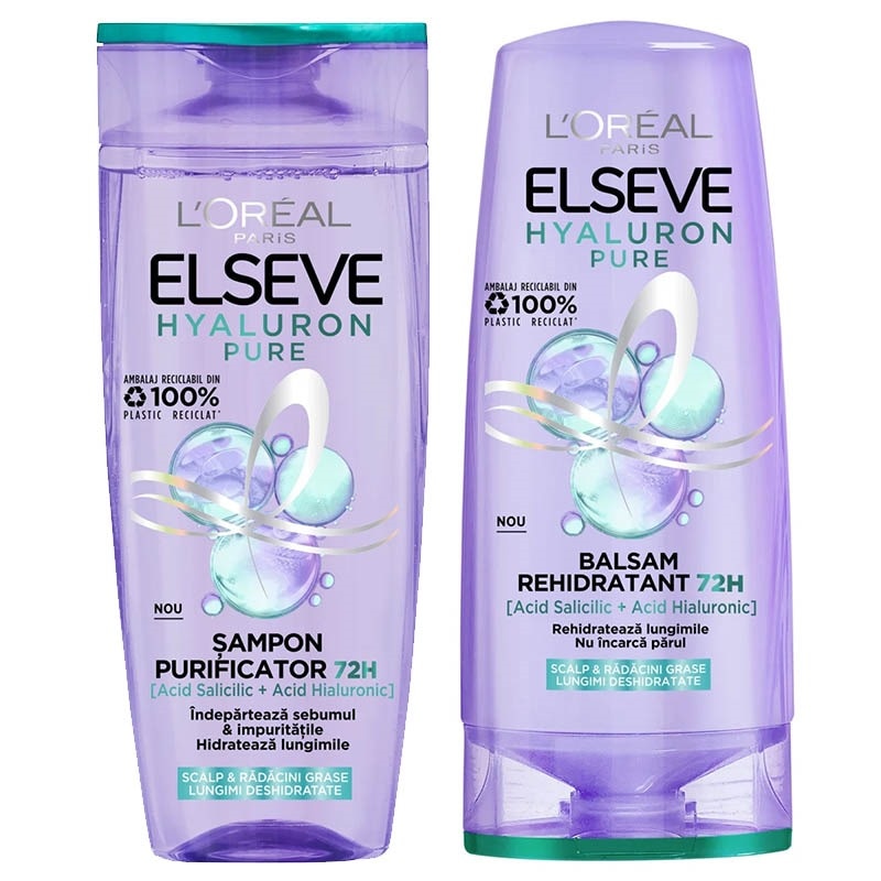 Set Sampon Lóreal Paris Elseve Hyaluron Pure 250 ml, si Balsam 200 ml ...