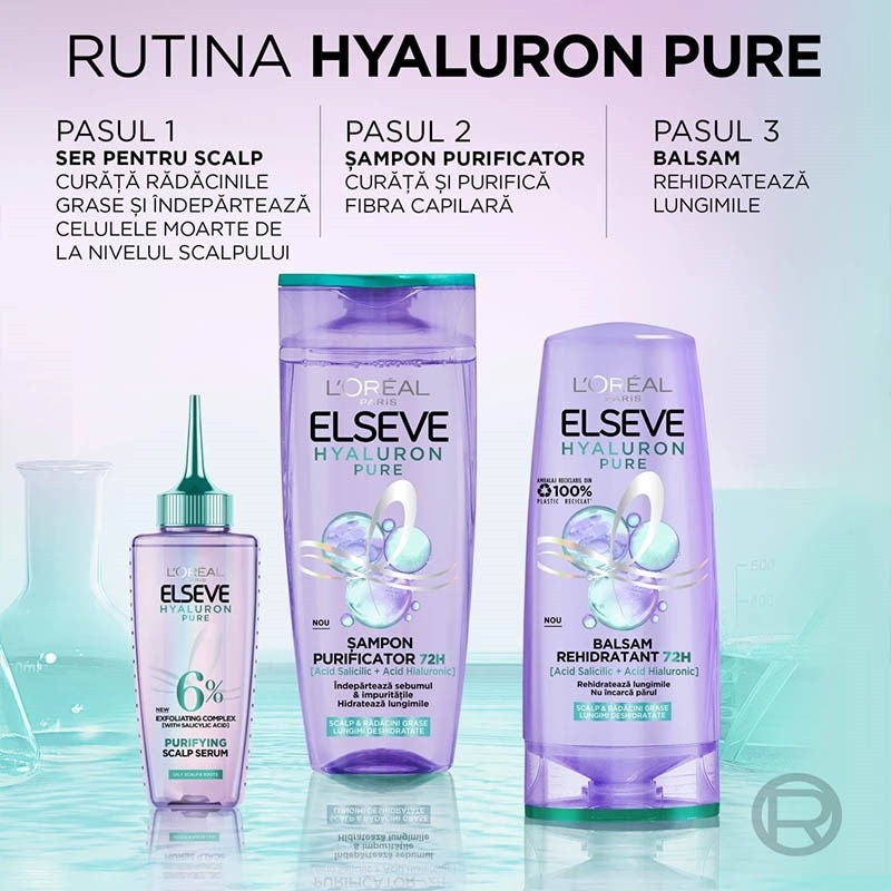 Set Sampon Lóreal Paris Elseve Hyaluron Pure 250 ml, si Balsam 200 ml ...