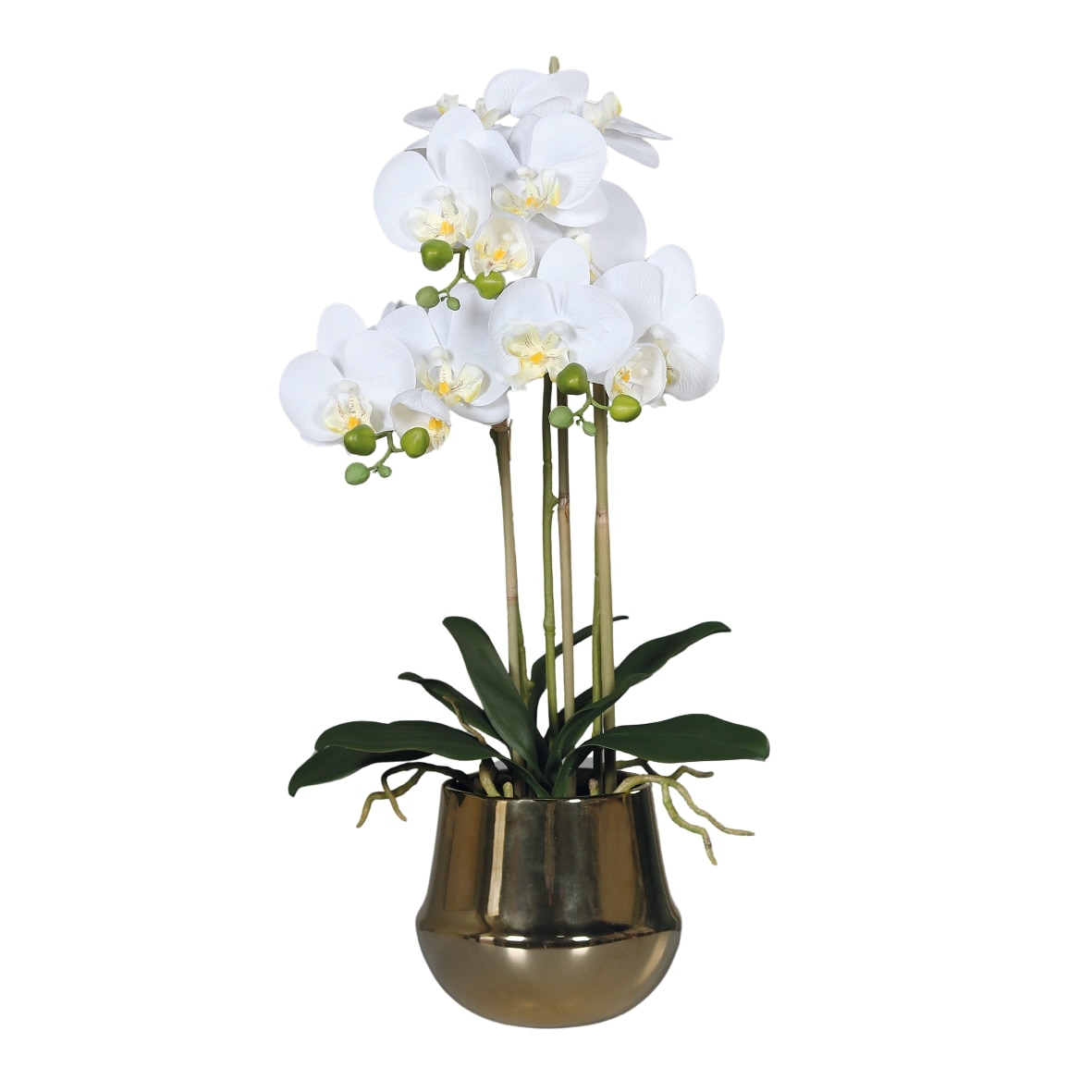 Orhidee artificiala alba in vas ceramic auriu, inaltime 64 cm - eMAG.ro