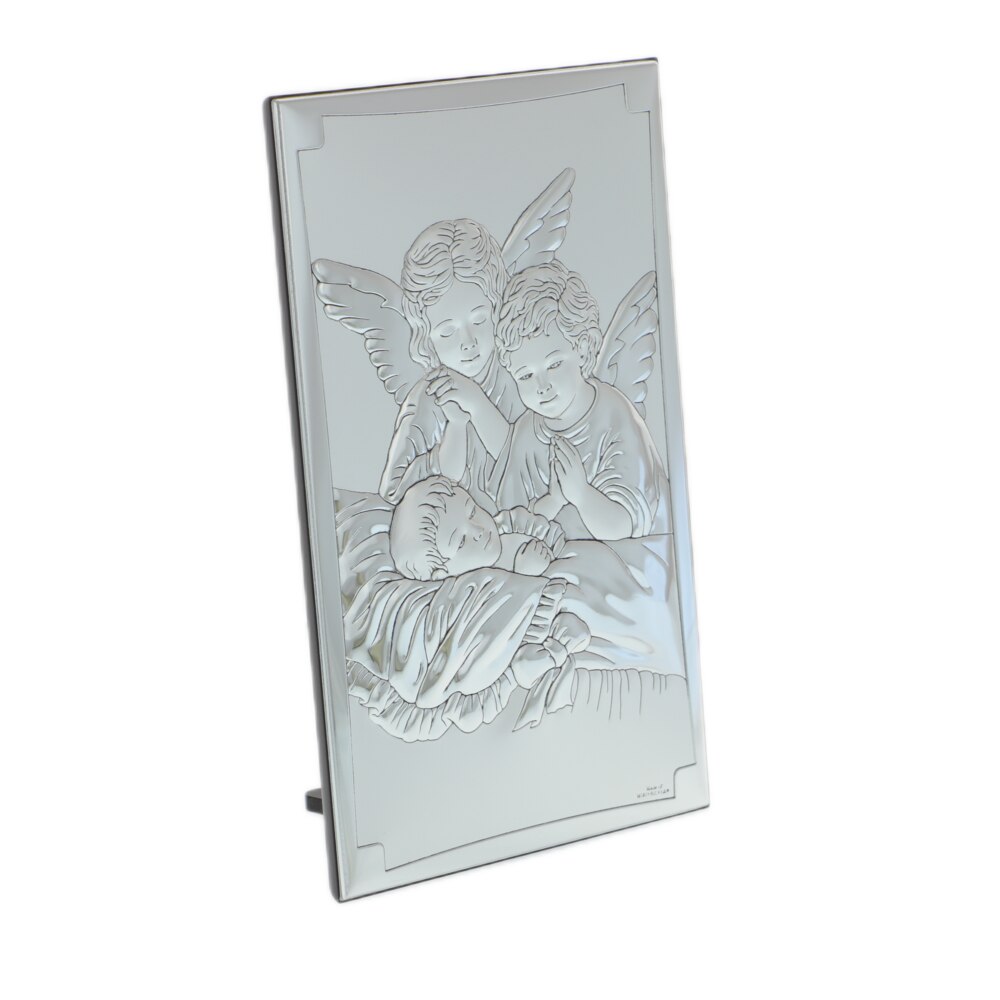 Icoana argintata copil cu Inger Pazitor 20cm - eMAG.ro