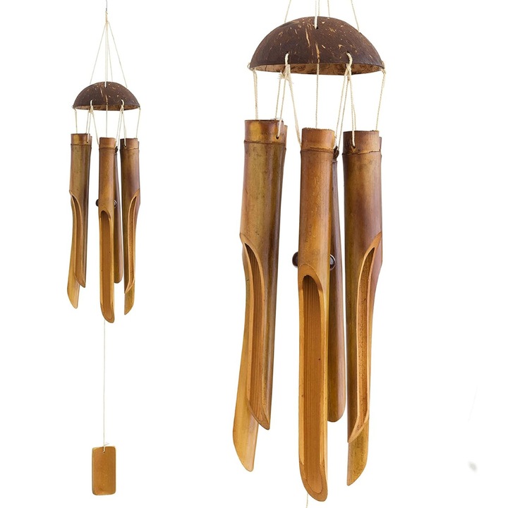 Clopotei vant din bambus pentru casa si gradina, 6 tuburi, 35 cm - eMAG.ro
