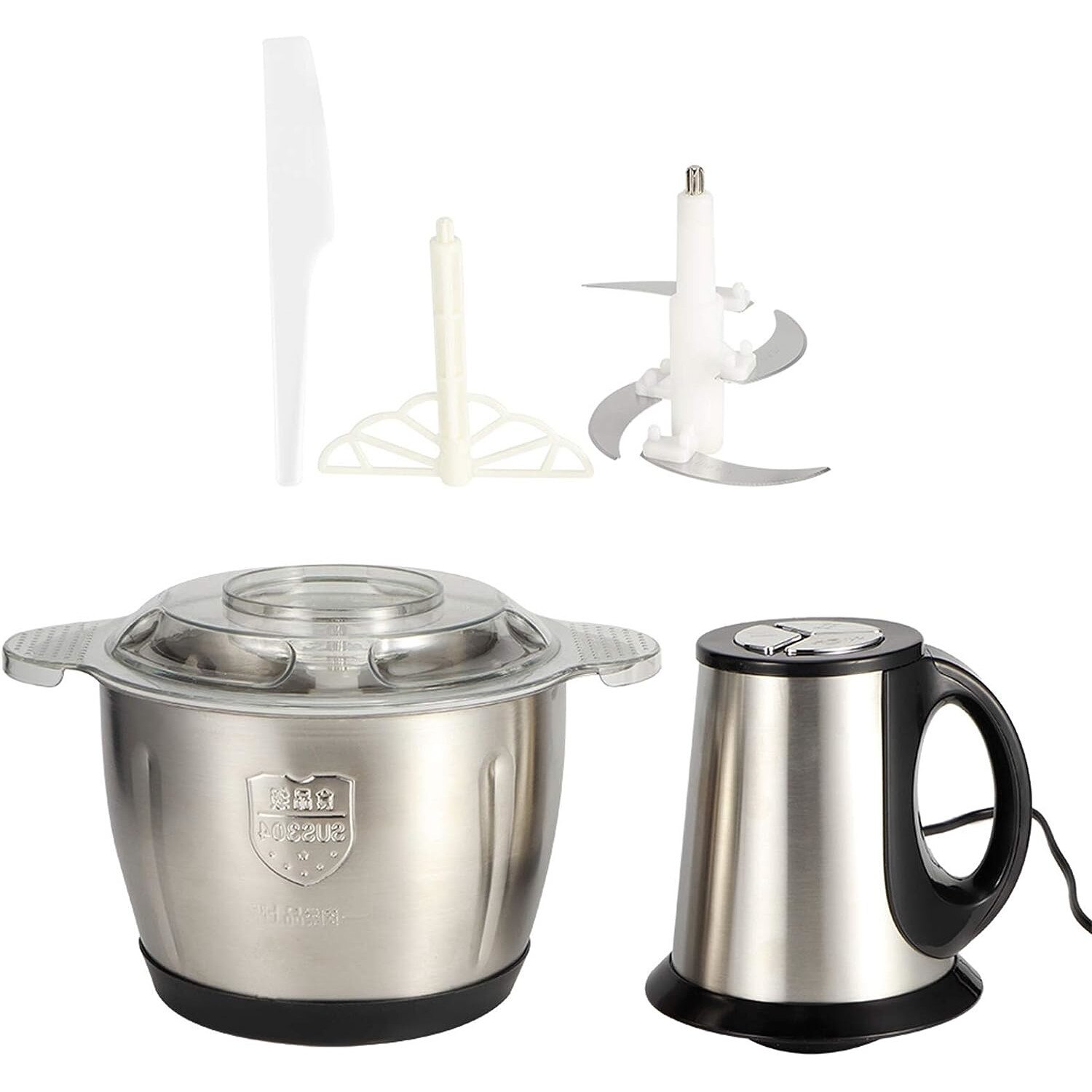 Tocator electric pentru carne si legume, 4 lame din otel inoxidabil de ...