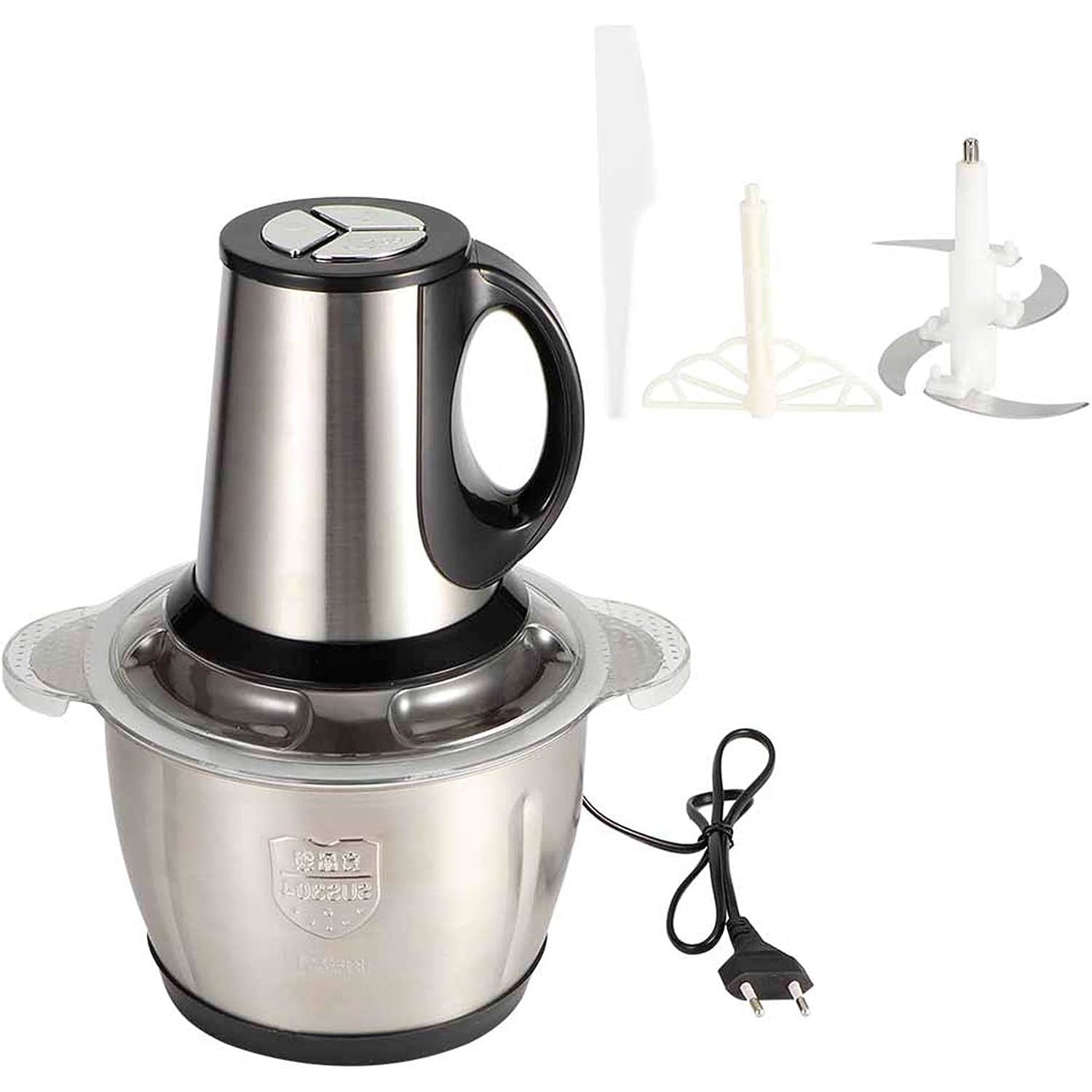 Tocator electric pentru carne si legume, 4 lame din otel inoxidabil de ...