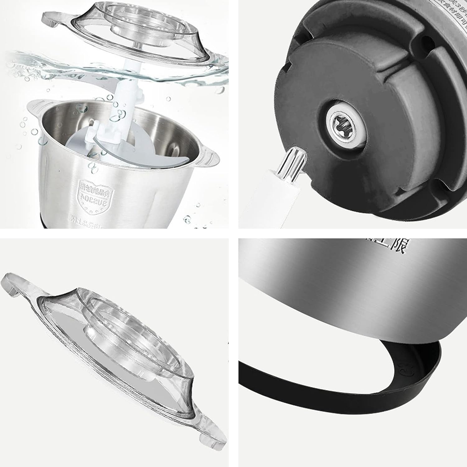 Tocator electric pentru carne si legume, 4 lame din otel inoxidabil de ...