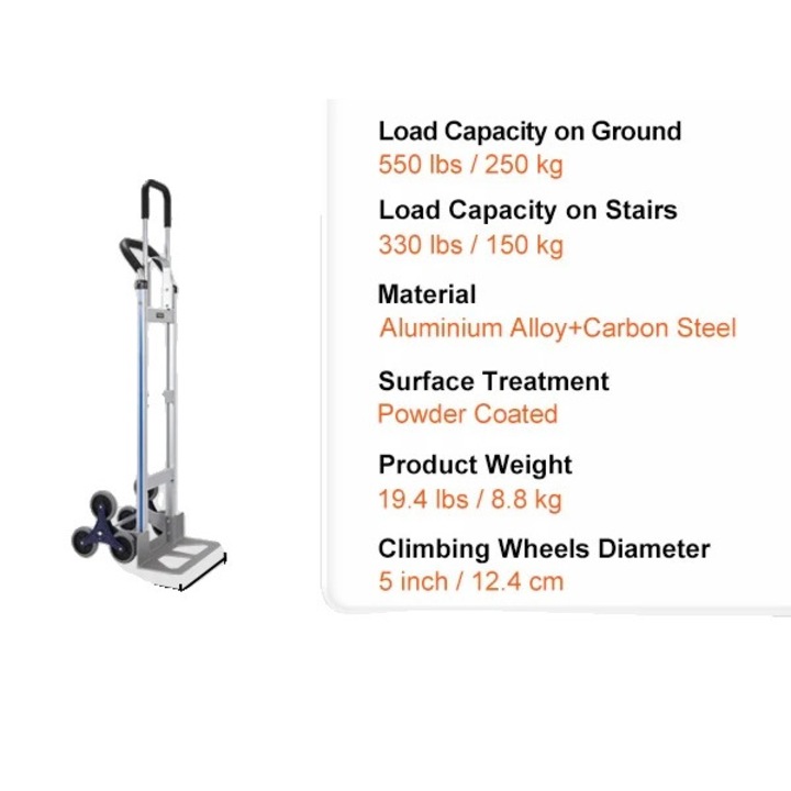 Carucior transport, Vevor, Capacitate de 550 lbs, Argintiu - eMAG.ro