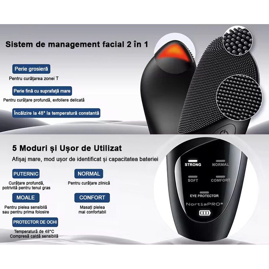 Dispozitiv Facial Cu 5 Moduri de Curatare Profunda, NortiaPRO ...