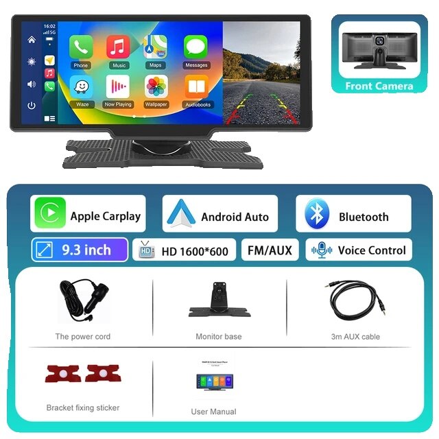 Camera oglinda auto, Carplay fara fir, Navigatie GPS, Negru - eMAG.ro