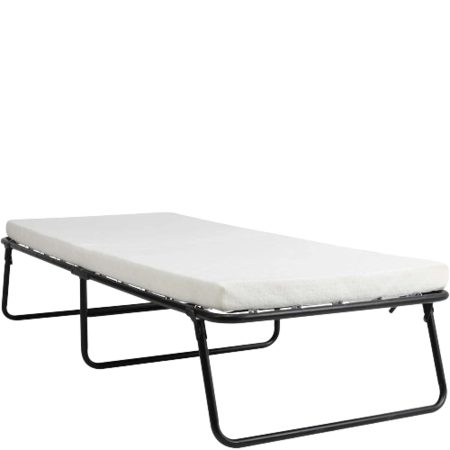 Pat pliant cu saltea, Portabil, Otel, Alb/Negru - eMAG.ro