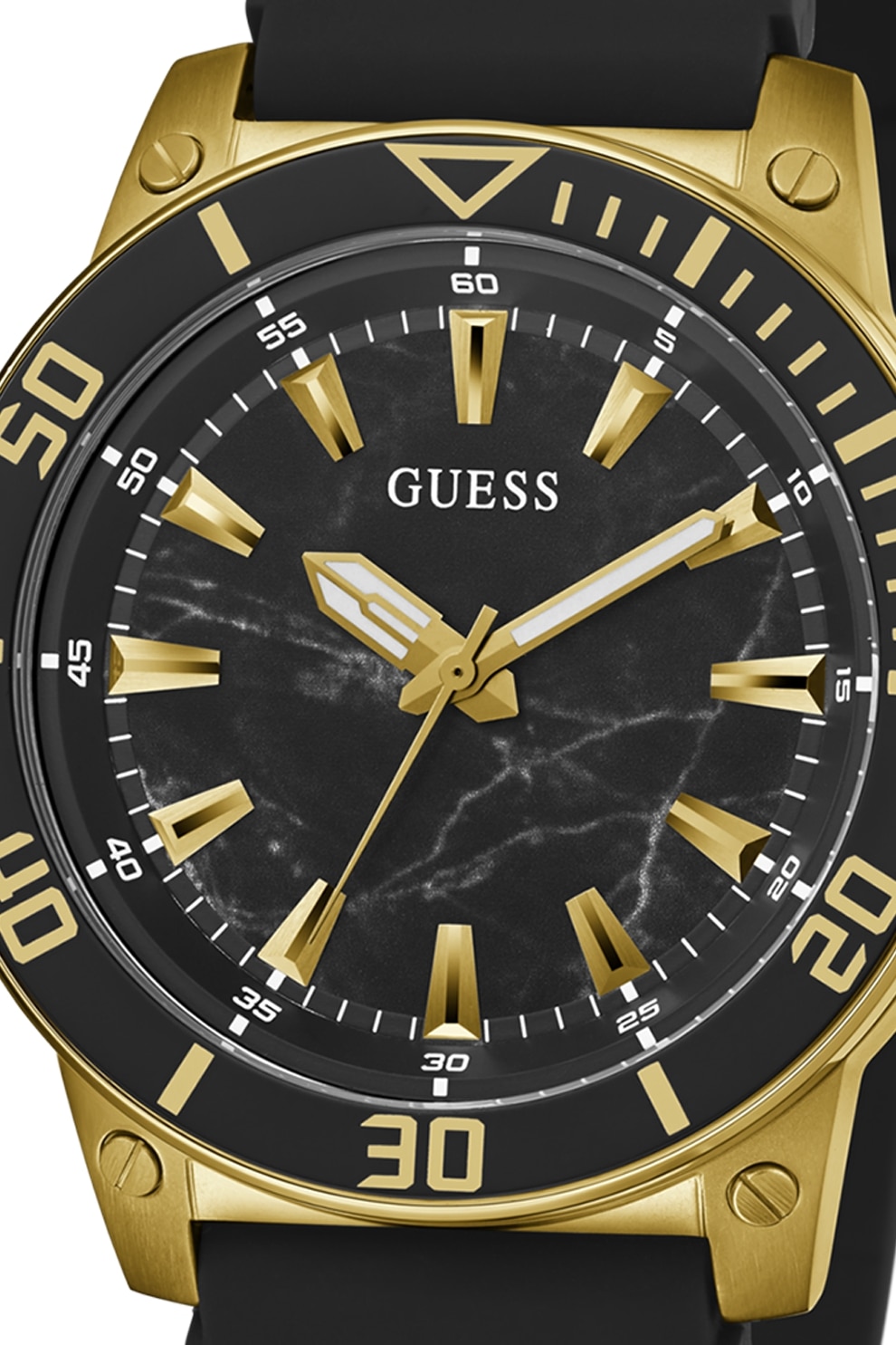 Guess, Ceas quartz cu o curea din silicon, Auriu, Negru - eMAG.ro