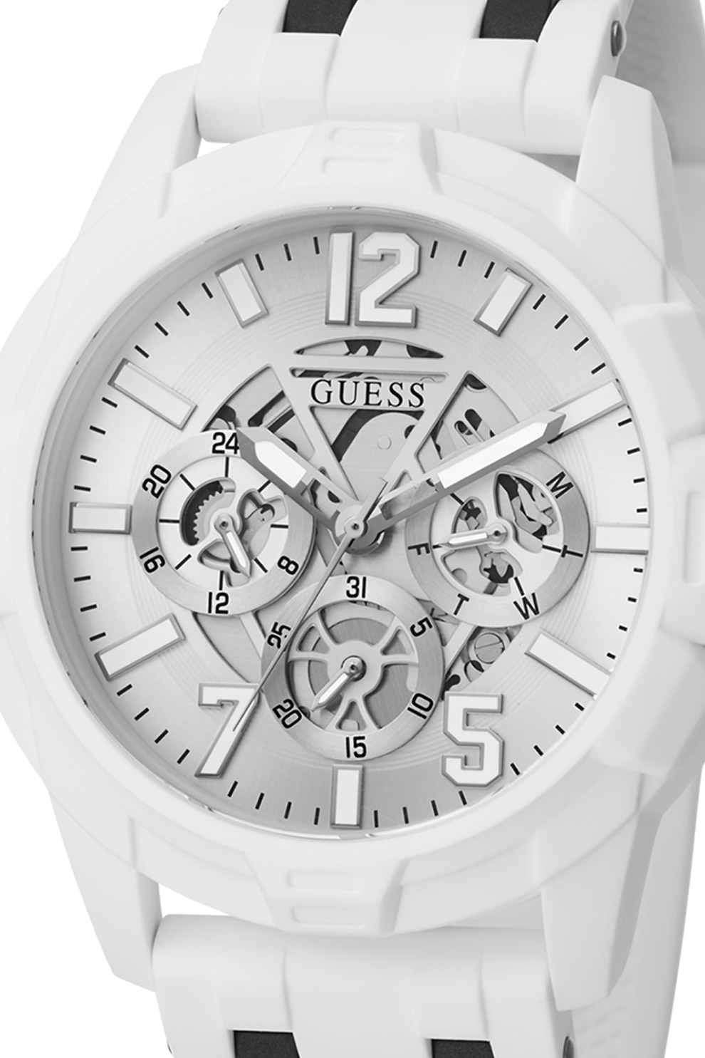 Guess, Ceas analog cu detaliu logo, Alb, Negru - eMAG.ro