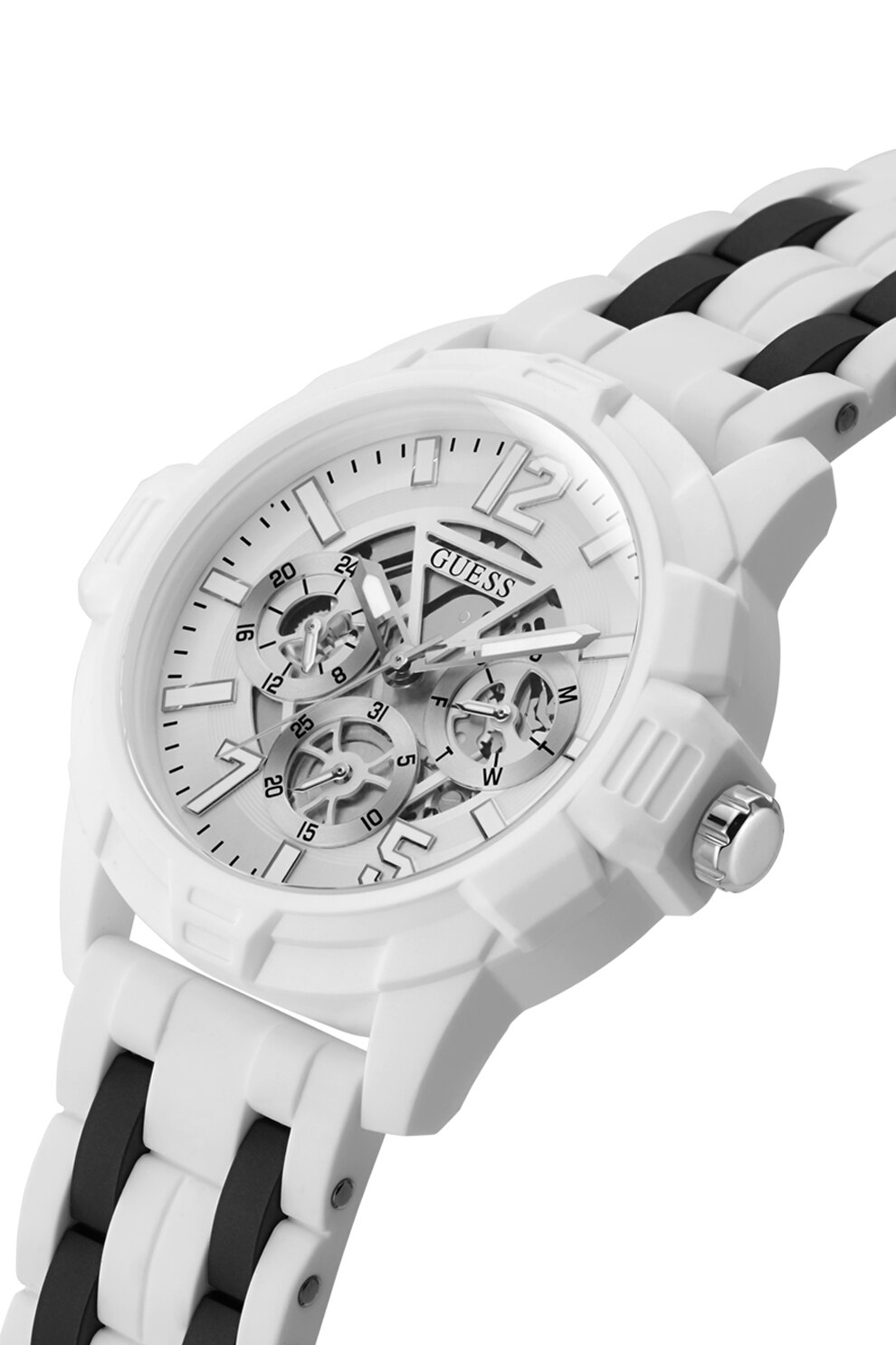 Guess, Ceas analog cu detaliu logo, Alb, Negru - eMAG.ro