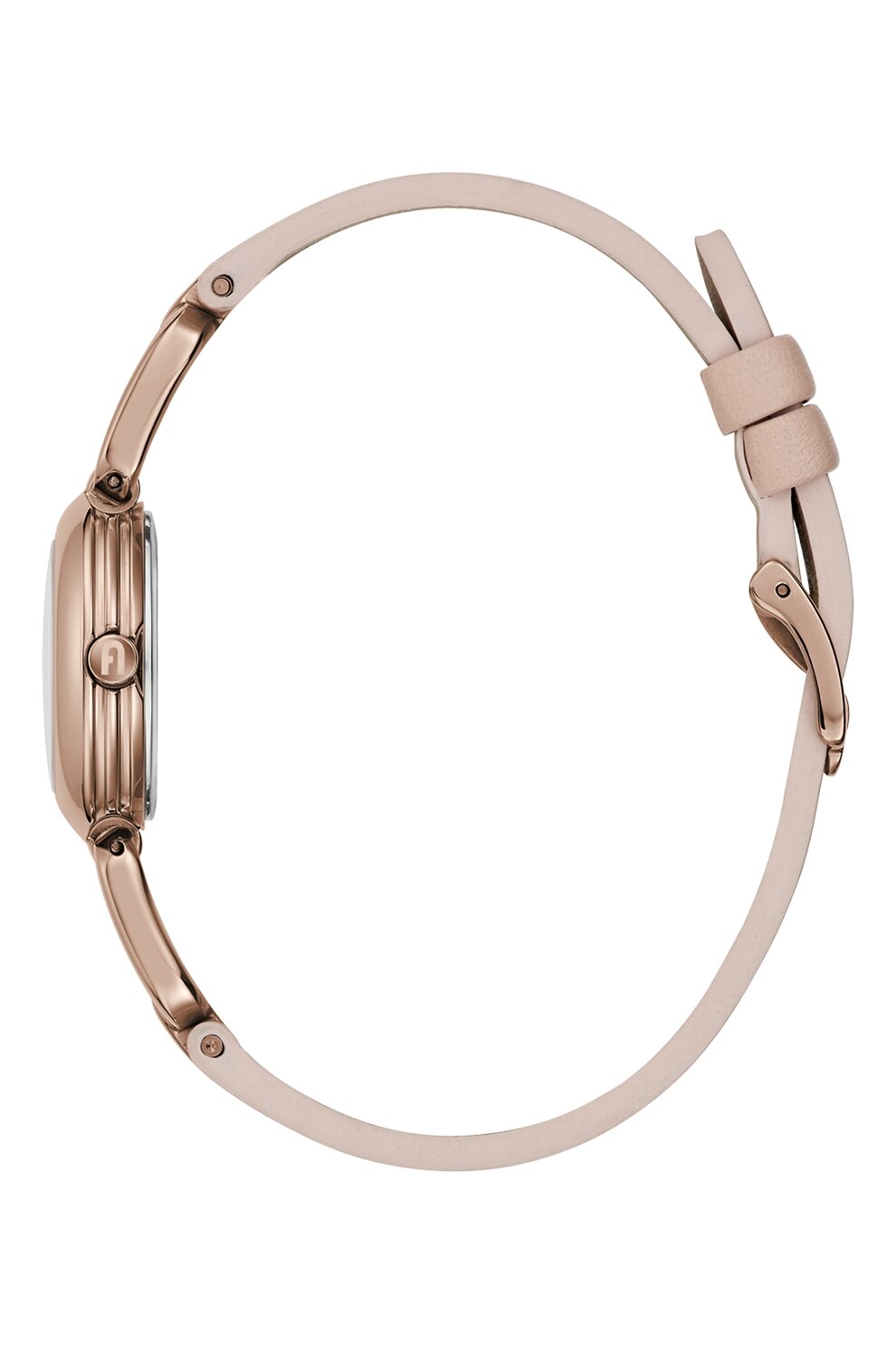 Furla, Ceas analog cu o curea de piele Arco Chain, Auriu rose - eMAG.ro