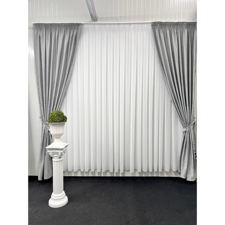 Set 2 draperii Gravel, gri, lucrate pe rejansa lata de 10 cm, 2x200x250 ...