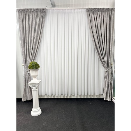 Set 2 draperii Venti, gri, lucrate pe rejansa lata de 10 cm, 2x300x270 ...