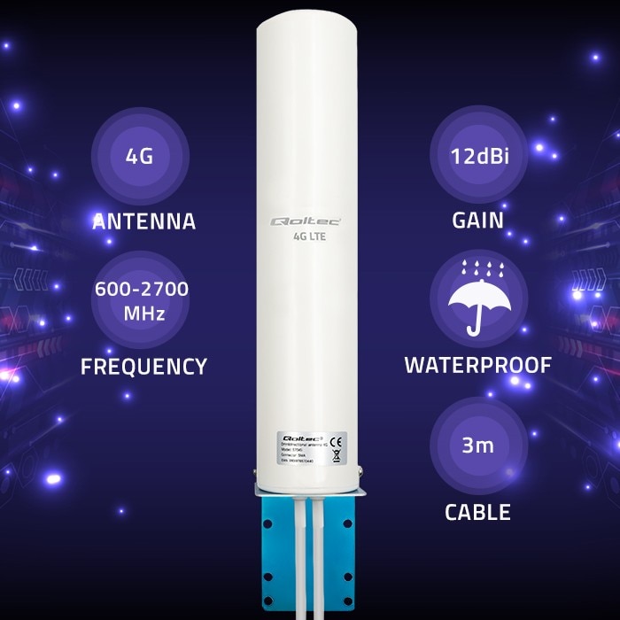 Antena 4G LTE DUAL, Qoltec, 12dBi, omnidirectionala, externa - eMAG.ro