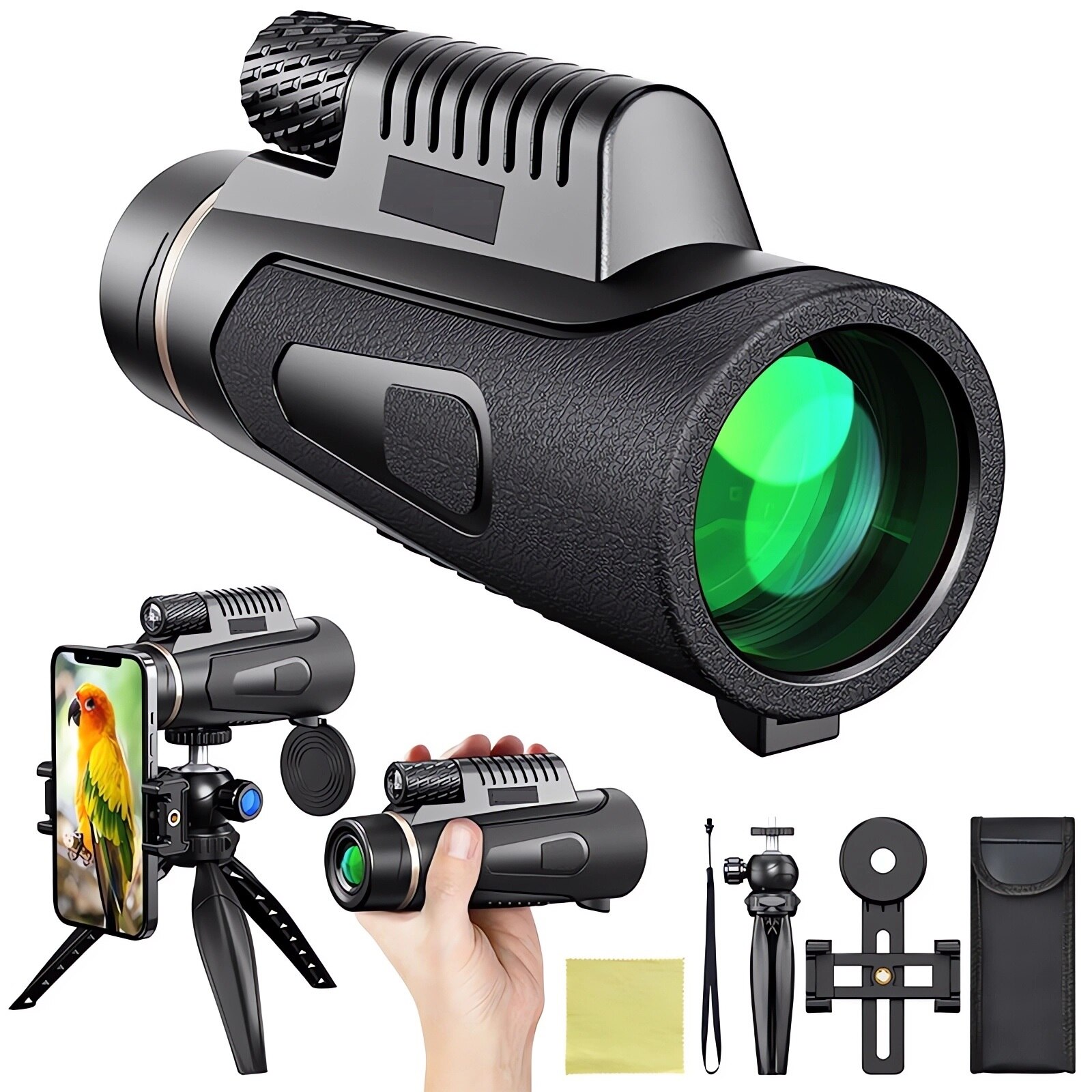 Monoclu Telescop profesional HD 12X50 de Inalta Definitie cu Suport ...