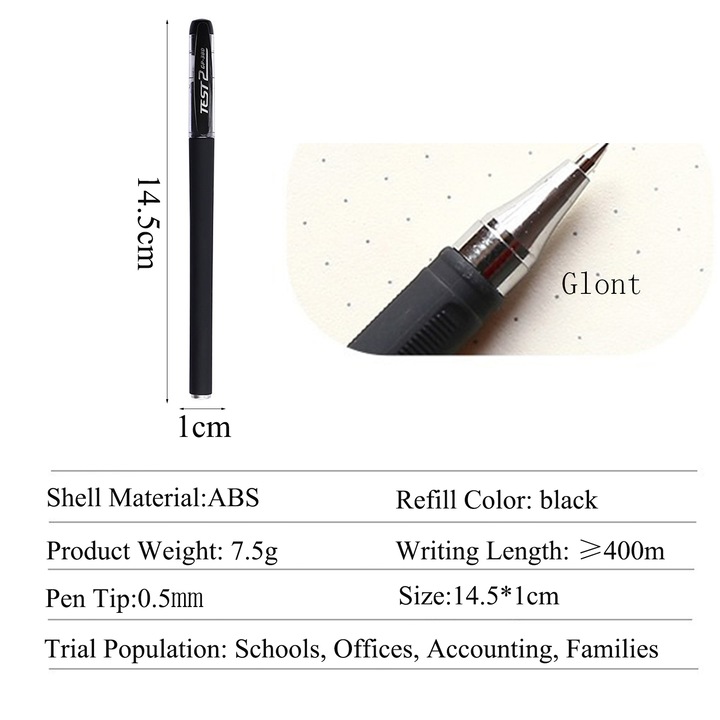 Set 24 pixuri cu gel, SINBINTA, Glont, 0.5 mm, Rezerva inlocuibila, Scris de lunga durata, Teaca ...