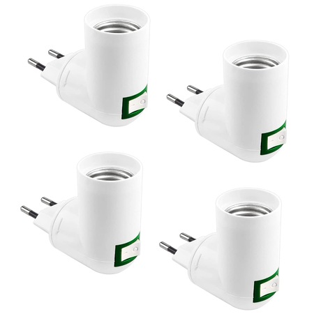 Set 4 prize bec E27 cu intrerupator fara fir, Plastic/Polibutilena ...