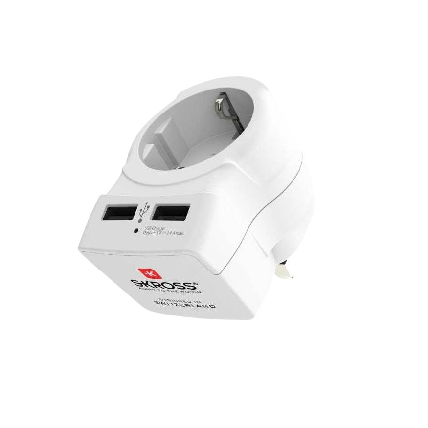 Adaptor Priza Skross Europe la Uk Cu 2x Usb 1.500280 - eMAG.ro