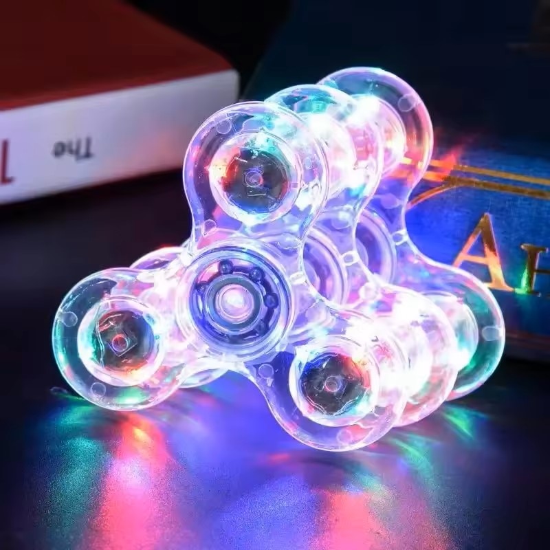 Set 2 jucarii Fidget Spinner LED Multicolor, Antistres Iluminata ...
