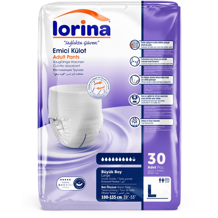 Chilot pentru incontinenta adulti, LORINA, marimea L, 30 bucati - eMAG.ro