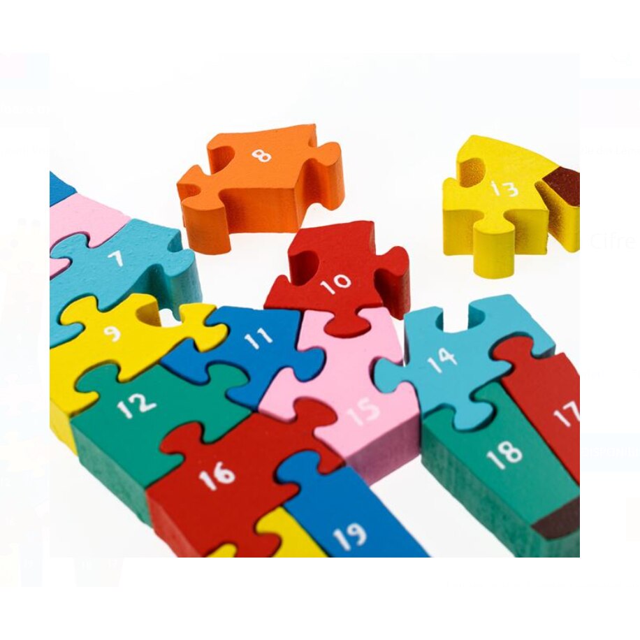 Puzzle din Lemn cu Cifre Colorate Girafa 11x28cm - eMAG.ro