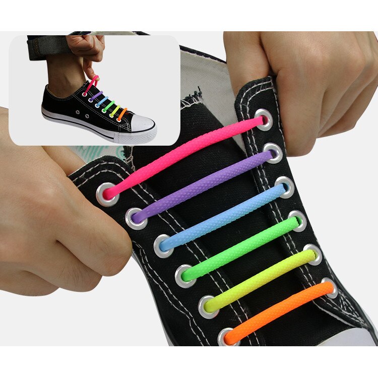 Set 2 Sireturi Elastice din Silicon, functie NO TOUCH pentru pantofi ...