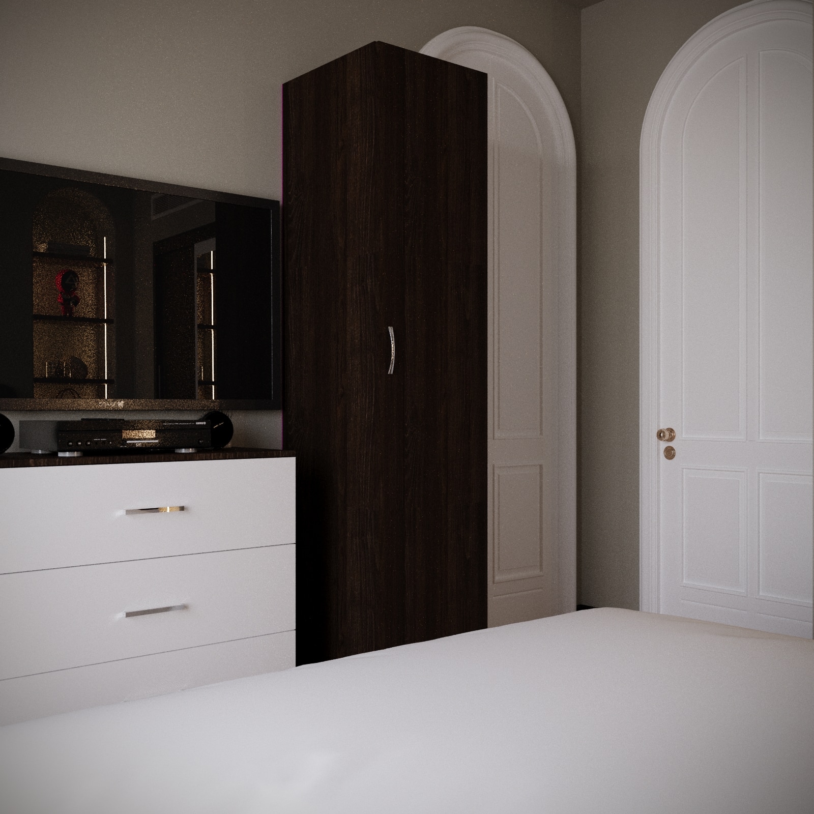 Soldat cu 4 polite si o usa Alb&Wenge 45 x 50 x 200 - eMAG.ro