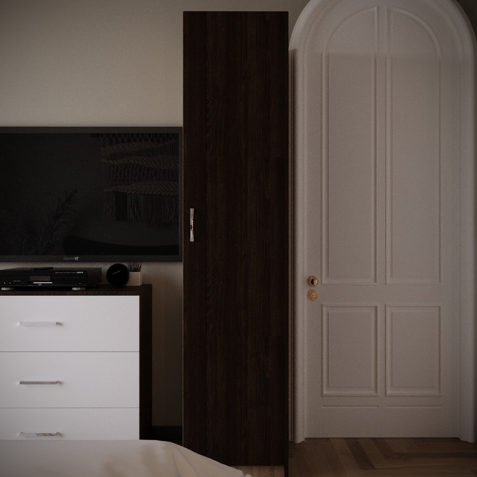 Soldat cu 4 polite si o usa Alb&Wenge 45 x 50 x 200 - eMAG.ro