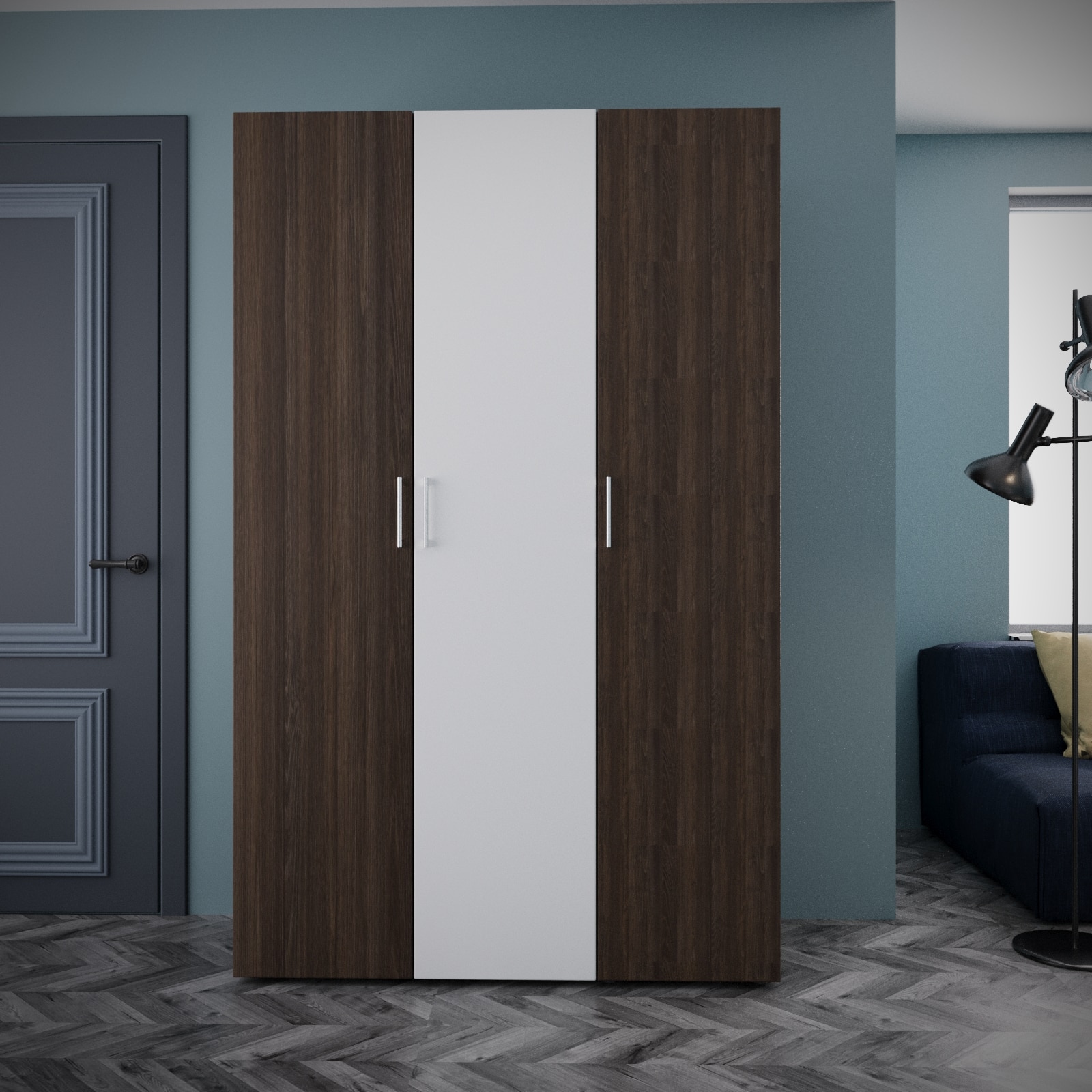 Dulap 3 usi Wenge/Alb 120 x 200 x 50cm - eMAG.ro