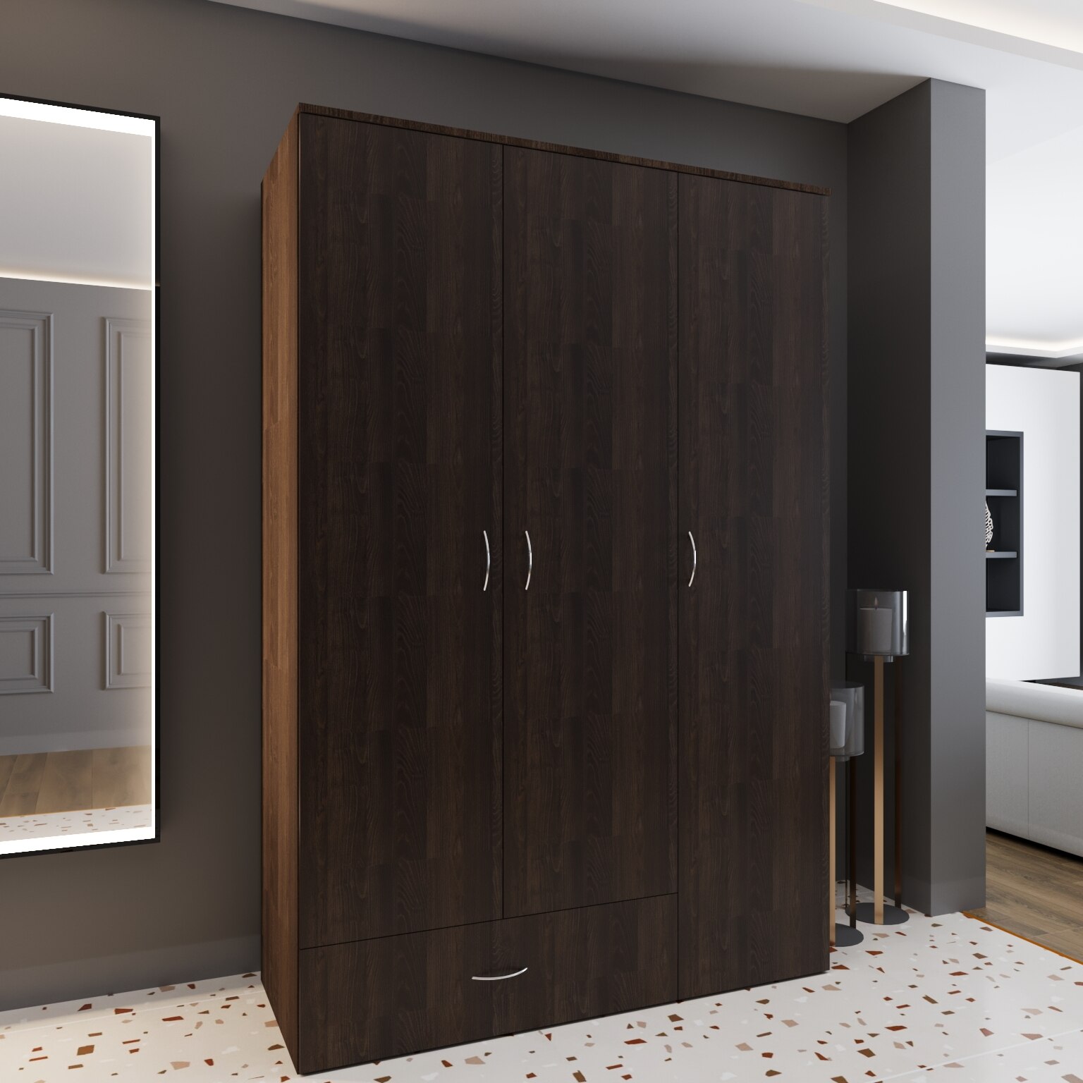 Dulap Rio 3 usi Wenge 185 x 83 x 50 cm - eMAG.ro