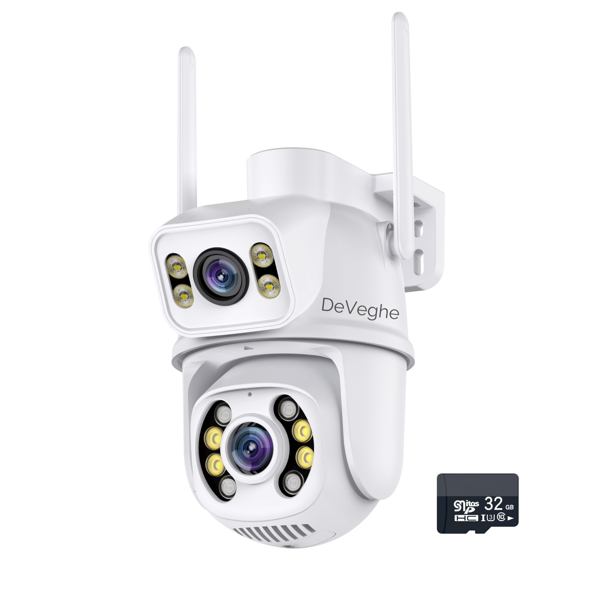 Camera de supraveghere dubla WiFi DeVeghe 8 MP, Full HD, exterior sau ...