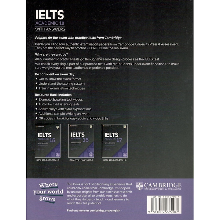 Cambridge IELTS 18 Academic Student's Book with Answers with Audio with Resource Bank ...