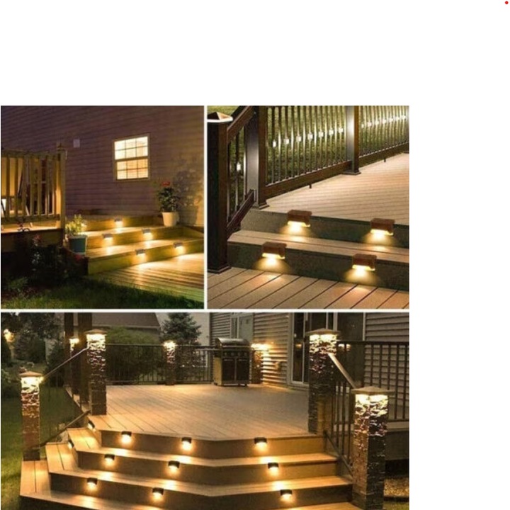 Set 4 lampi solare pentru trepte, gard, iluminare LED, lumina calda, 5W ...