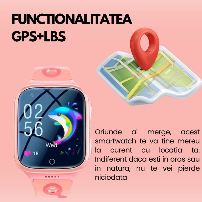 Ceas Smartwatch Pentru Copii K9 IdealTI, 4G cu GPS, Monitorizare Traseu, Buton SOS, Slot Cartela ...