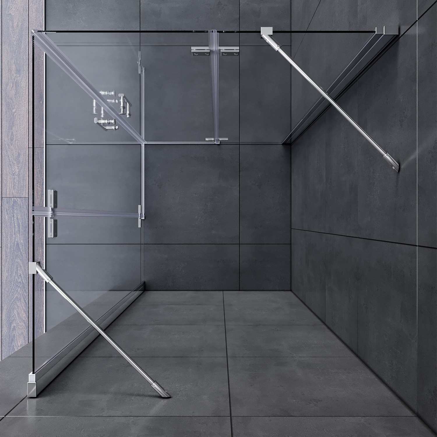 Cabina de dus, Usa batanta, 80x80x195 cm, Intrare pe colt, Paravan de ...