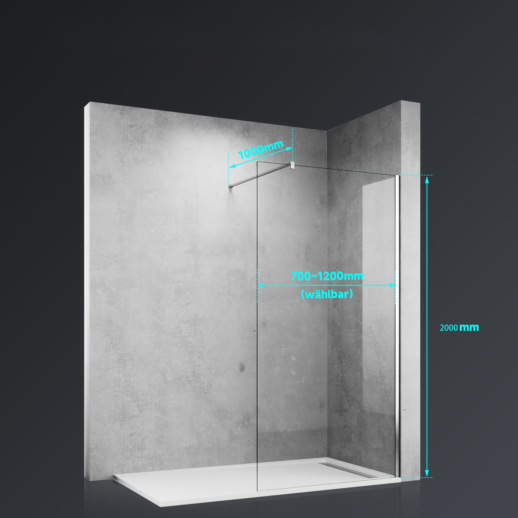 Paravan dus, 70x200cm, Walk-in, Sticla securizata 8mm, Usor de curatat ...
