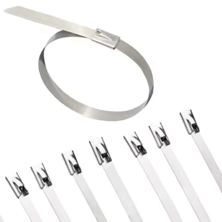 Set 100 coliere metalice reglabile, din otel, tip bride, 4,6 * 250 mm ...