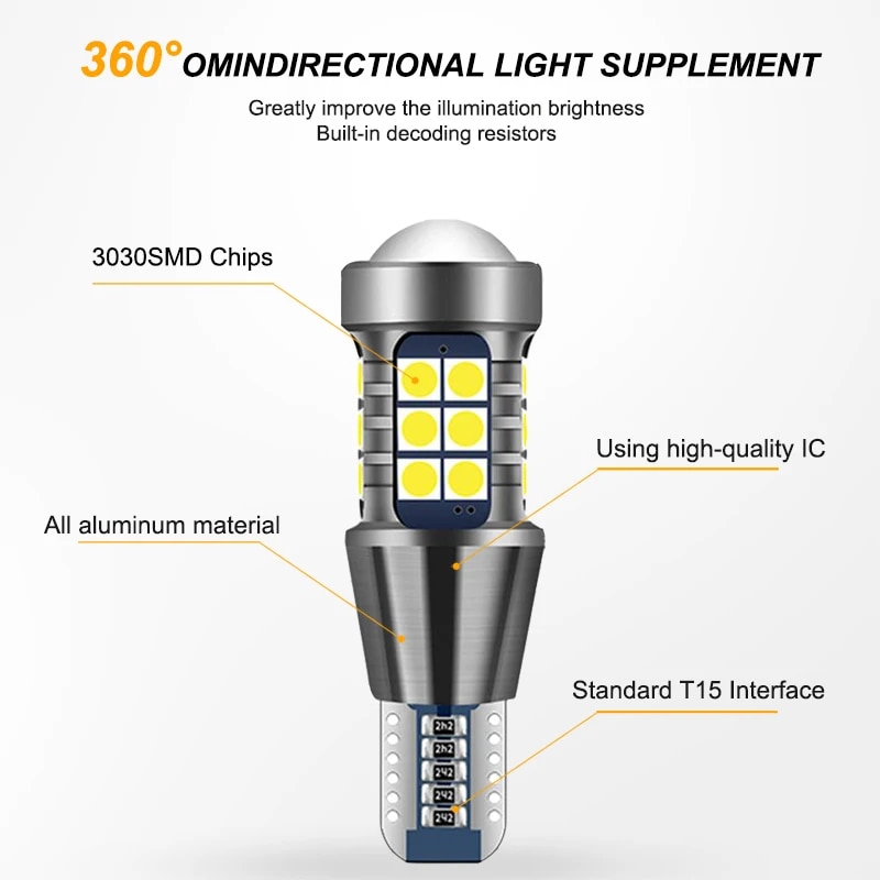 Set de 2 becuri led W16W Xentech Light cst 137 cu lupa 19 SMD 12 Watti ...