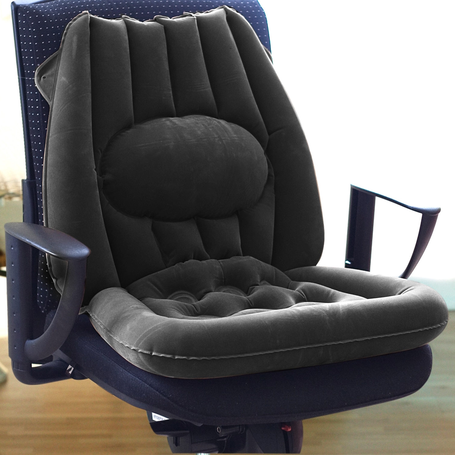 Husa scaun gonflabila cu perna lombara pentru auto si birou - eMAG.ro